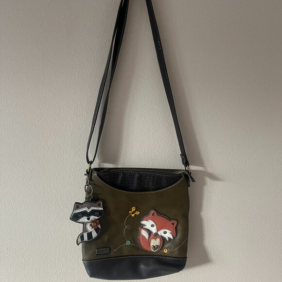 Chala | Bags | Chala Leather Fox Shoulder Cross Body Purse With Racoon ...